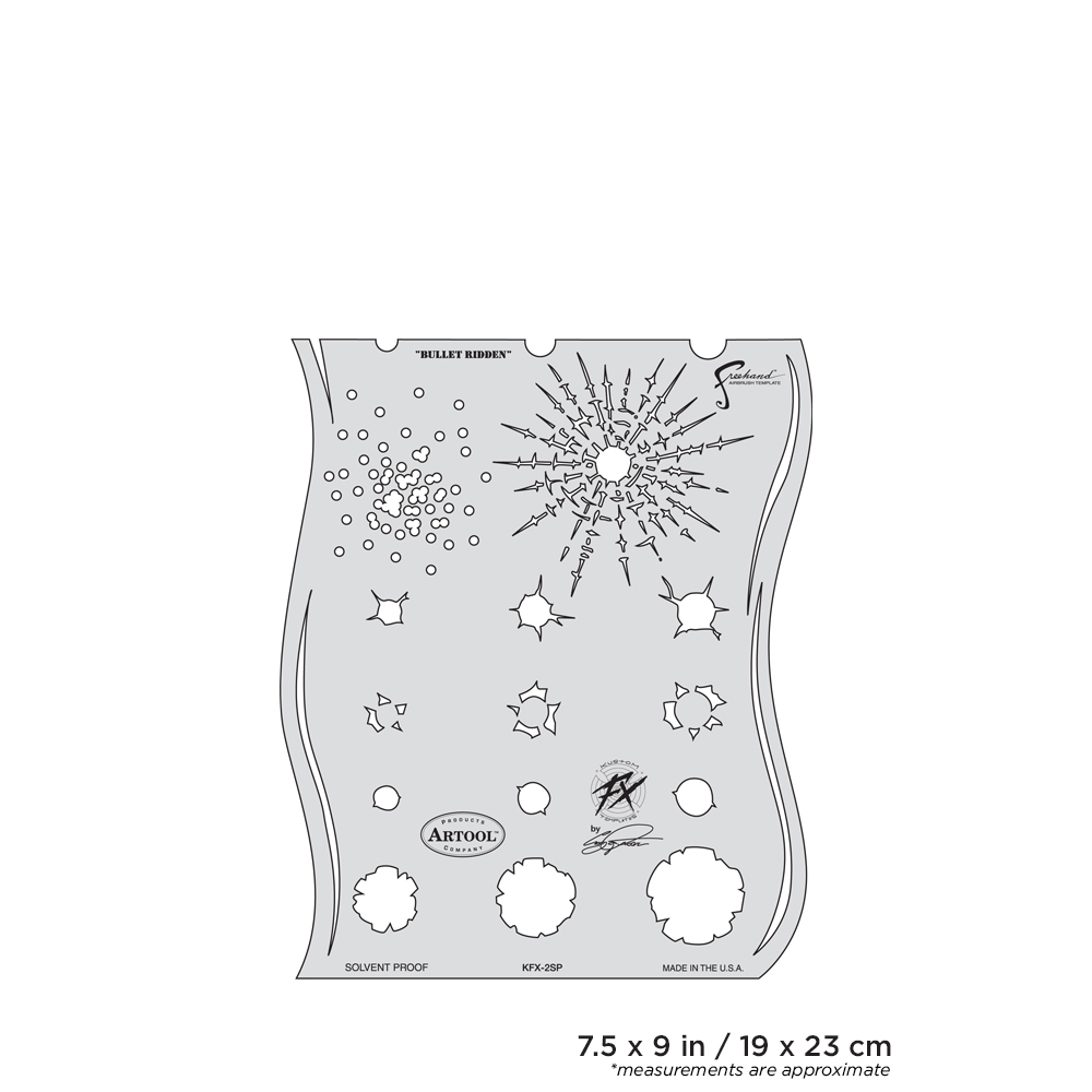 Artool Kustom FX Bullet-Ridden Freehand Airbrush Template by Craig ...